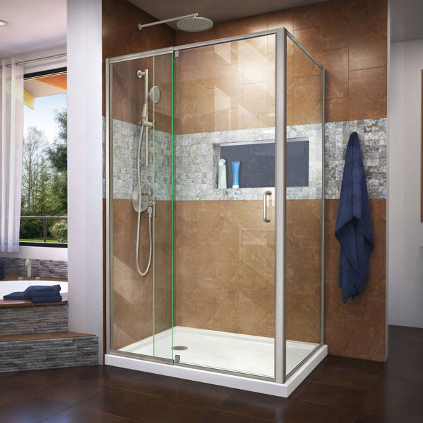 DreamLine Flex 36" x 76.75" Square Pivot Shower Enclosure with Base Included & Reviews | Wayfair